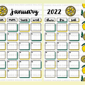 January 2022 Lemon Themed Bullet Journal Template PDF - Etsy