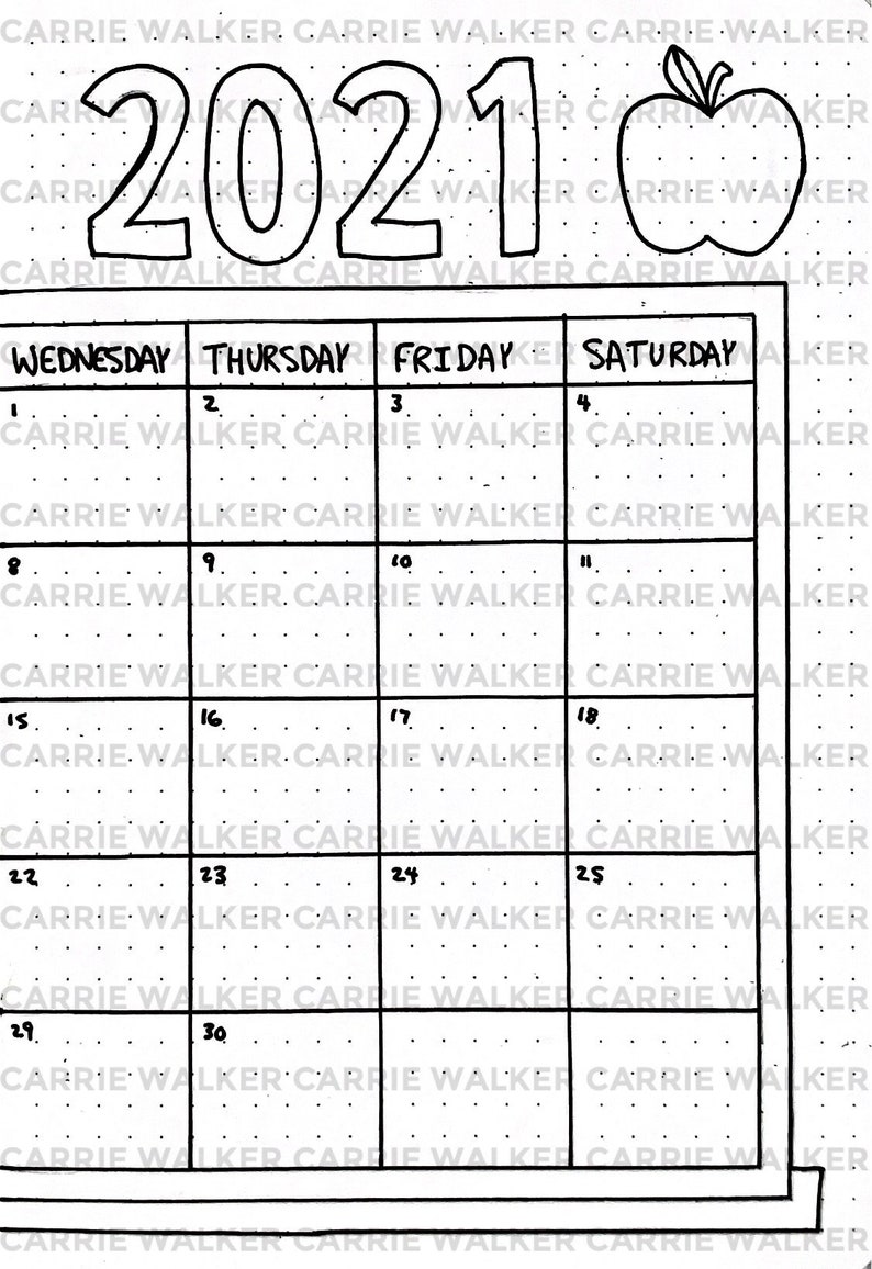 No Color September 2021 Back to School Themed Bullet Journal Template ...