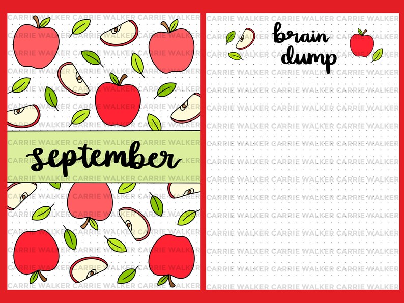 September 2022 Apple Themed Bullet Journal Spreads PDF - Etsy
