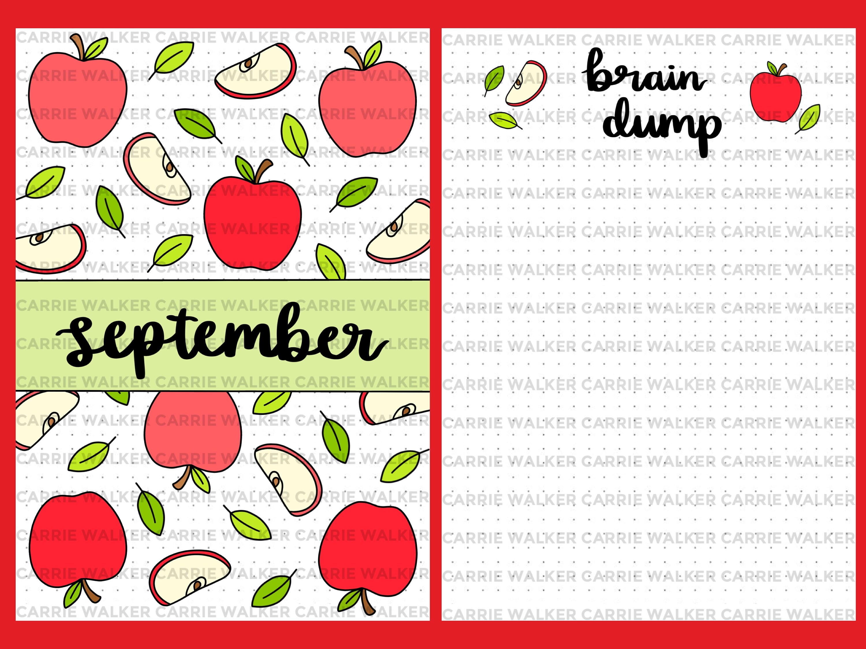 September 2022 Apple Themed Bullet Journal Spreads PDF - Etsy