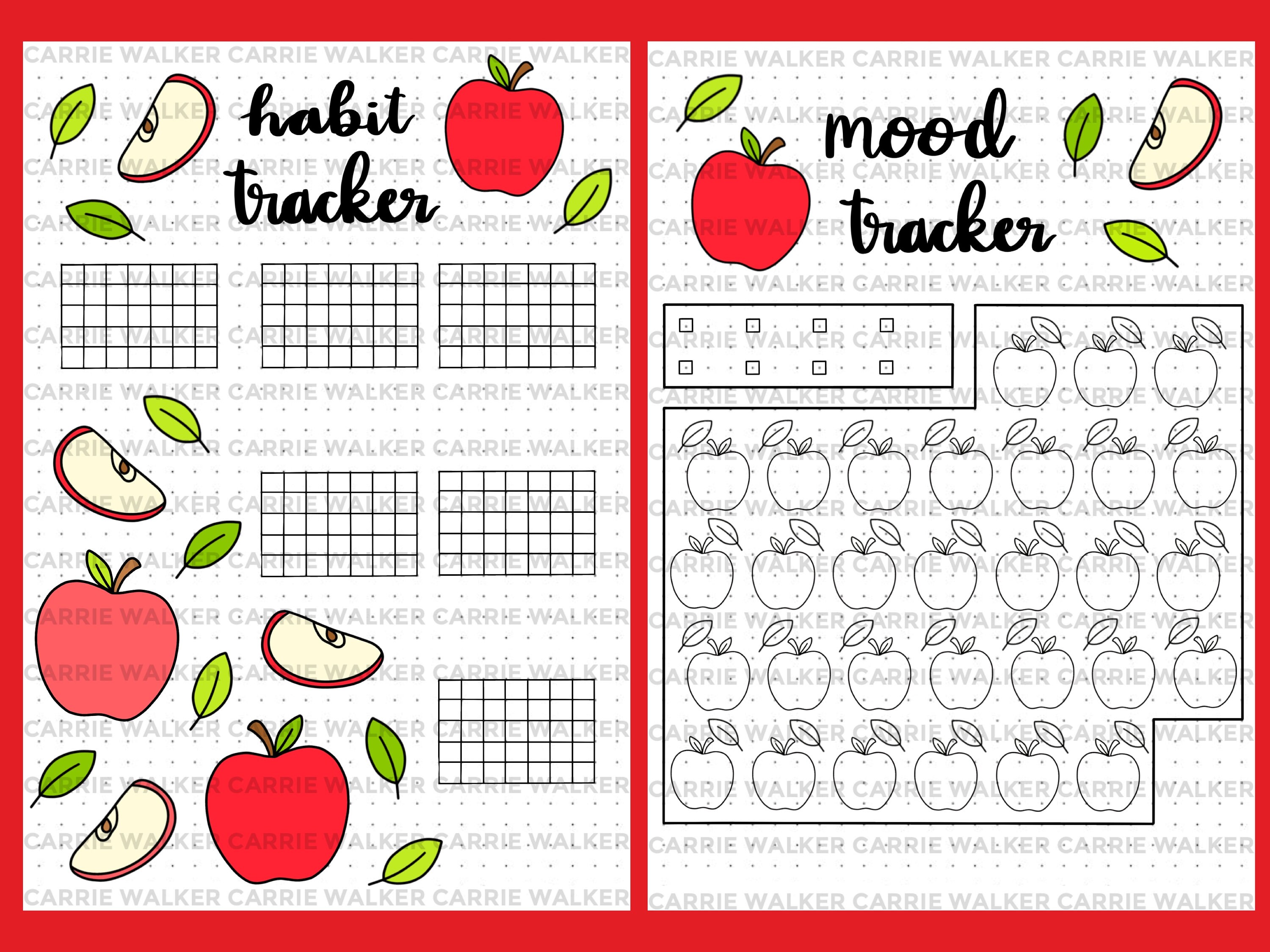 BLANK Apple Themed Bullet Journal Spreads PDF - Etsy