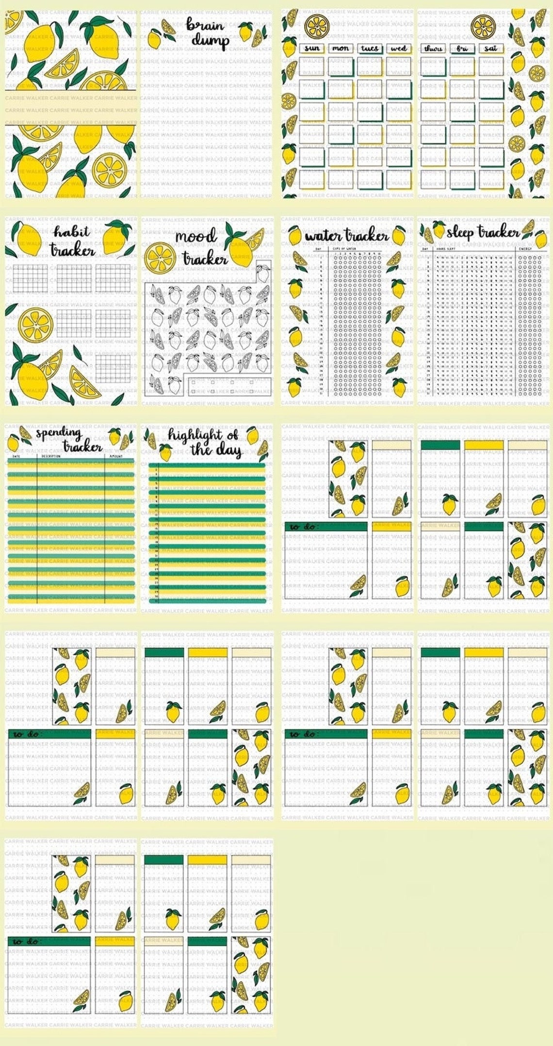 BLANK Lemon Themed Bullet Journal Template PDF - Etsy