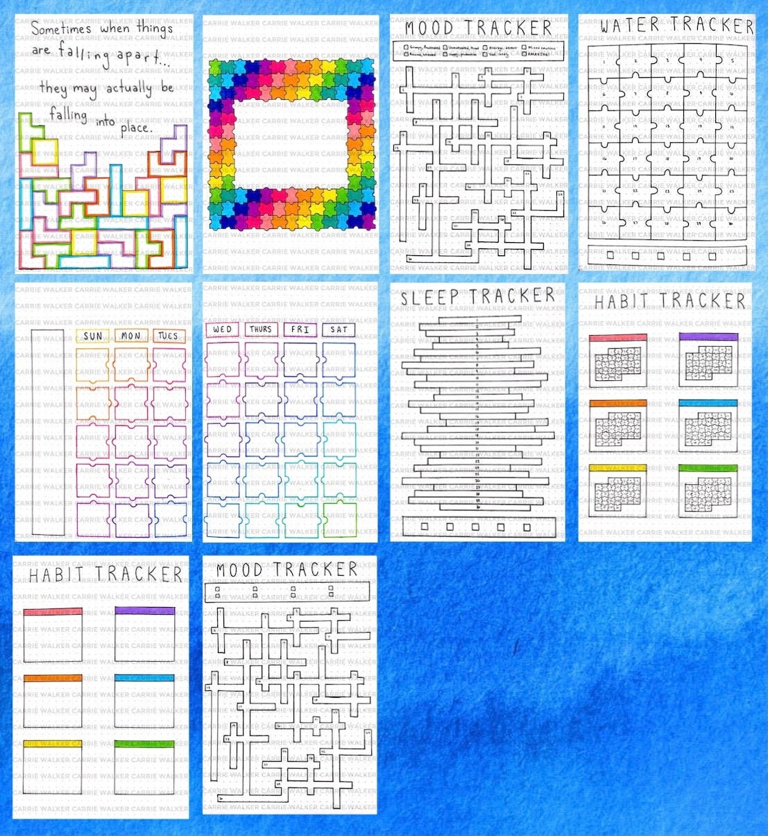 BLANK Puzzle Themed Bullet Journal Template PDF - Etsy