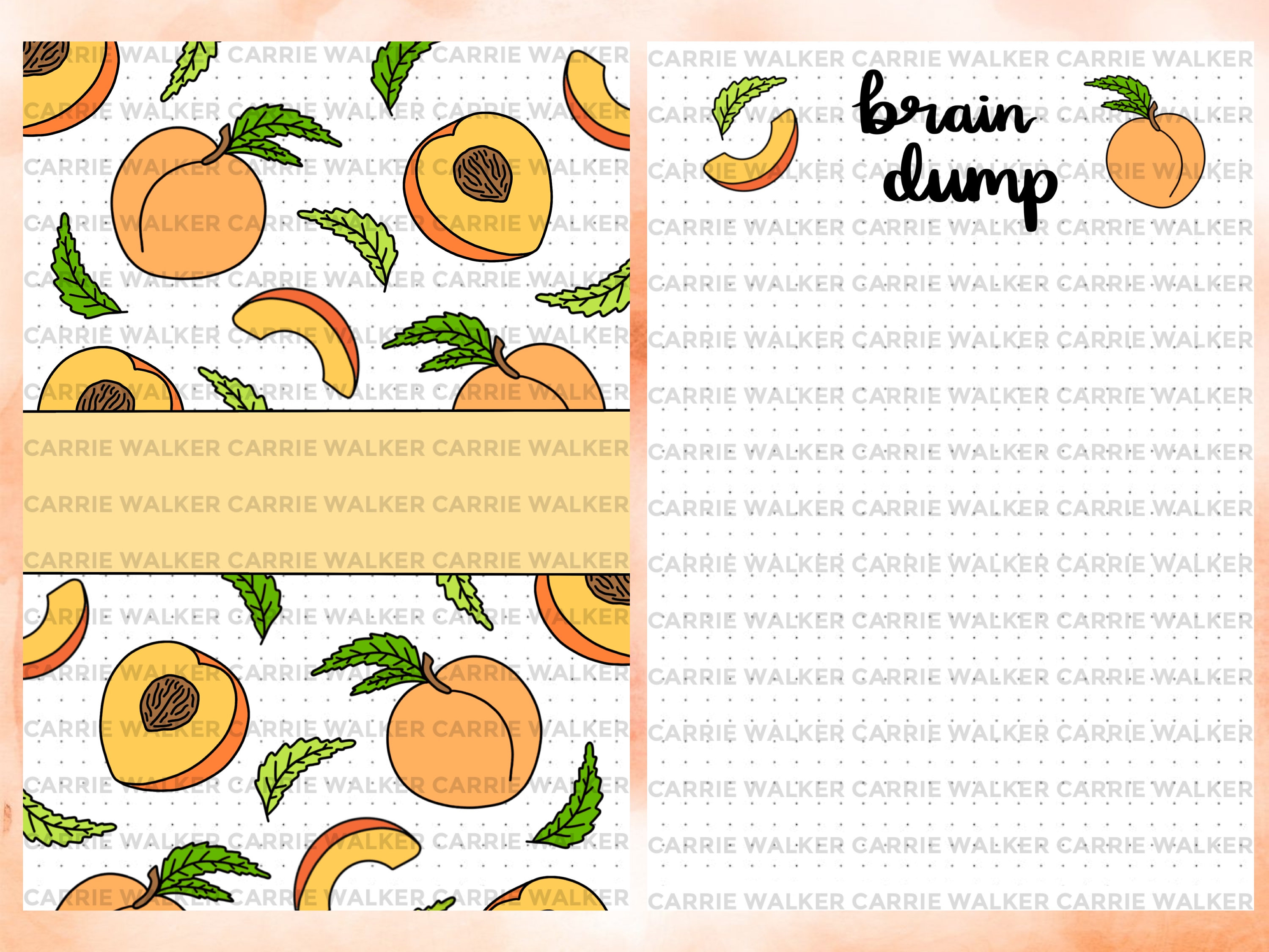 BLANK Peaches Themed Bullet Journal Spreads PDF - Etsy