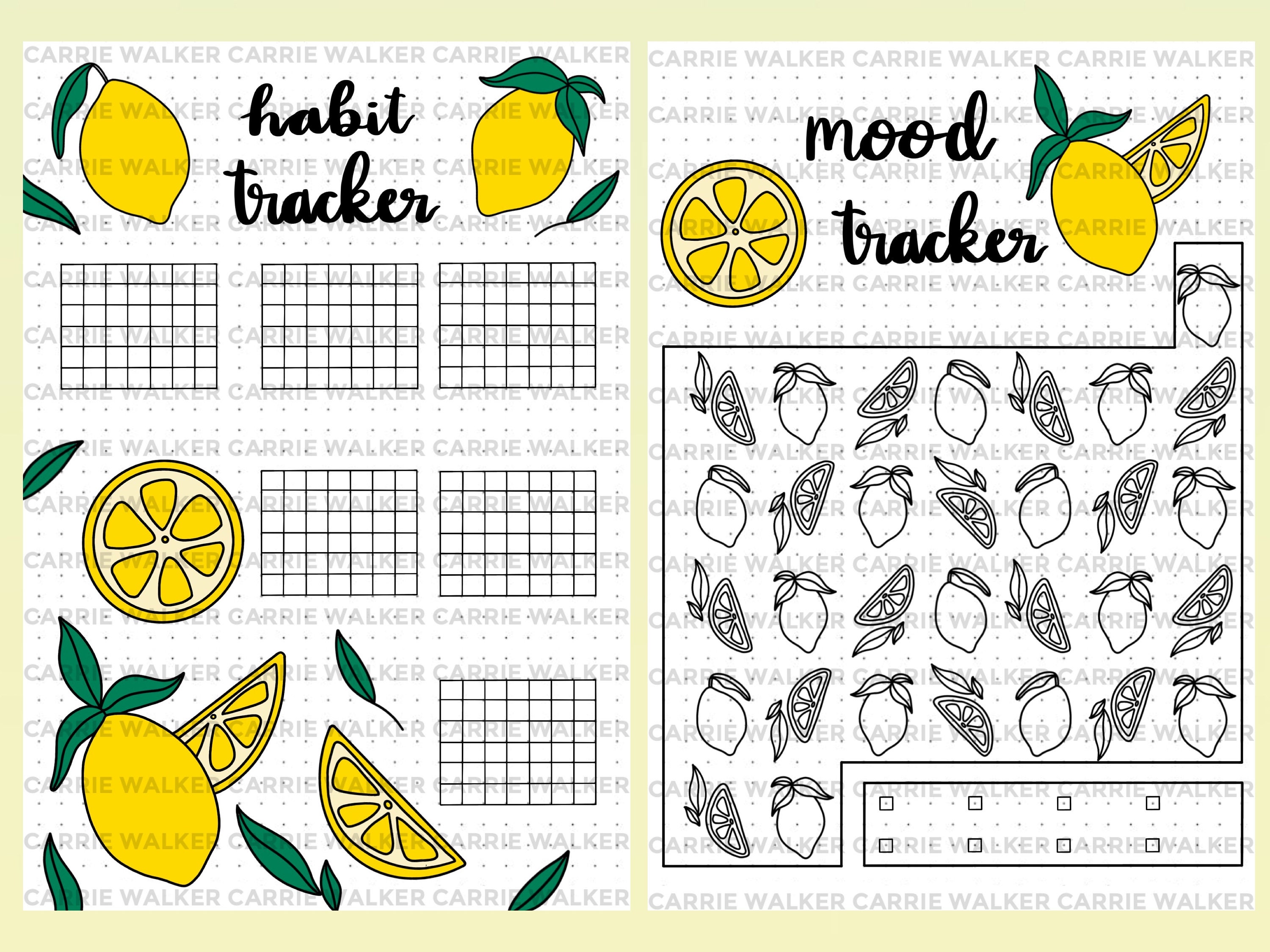 BLANK Lemon Themed Bullet Journal Template PDF - Etsy