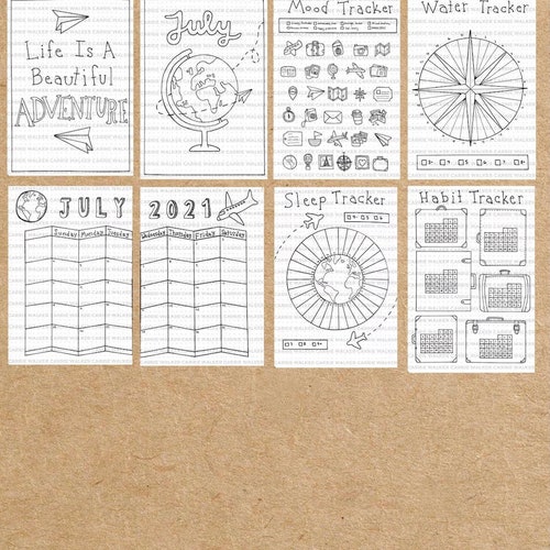 No Color BLANK Adventure Themed Bullet Journal Template PDF - Etsy
