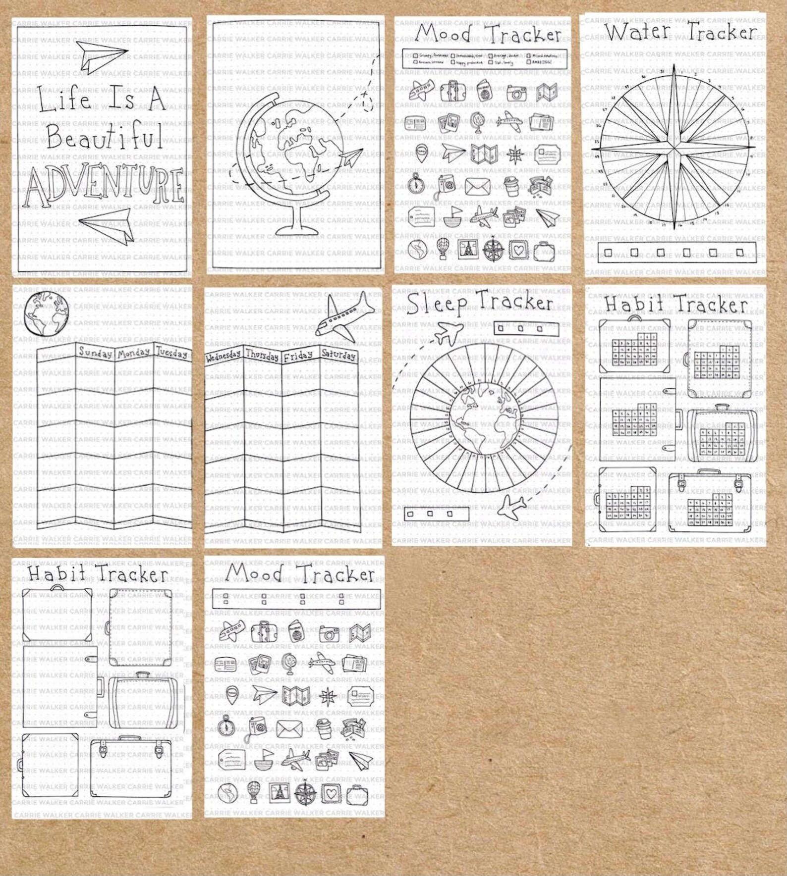 No Color BLANK Adventure Themed Bullet Journal Template PDF - Etsy