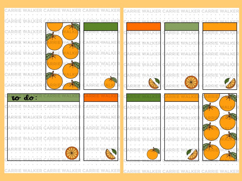 BLANK Orange Themed Bullet Journal Spreads PDF - Etsy