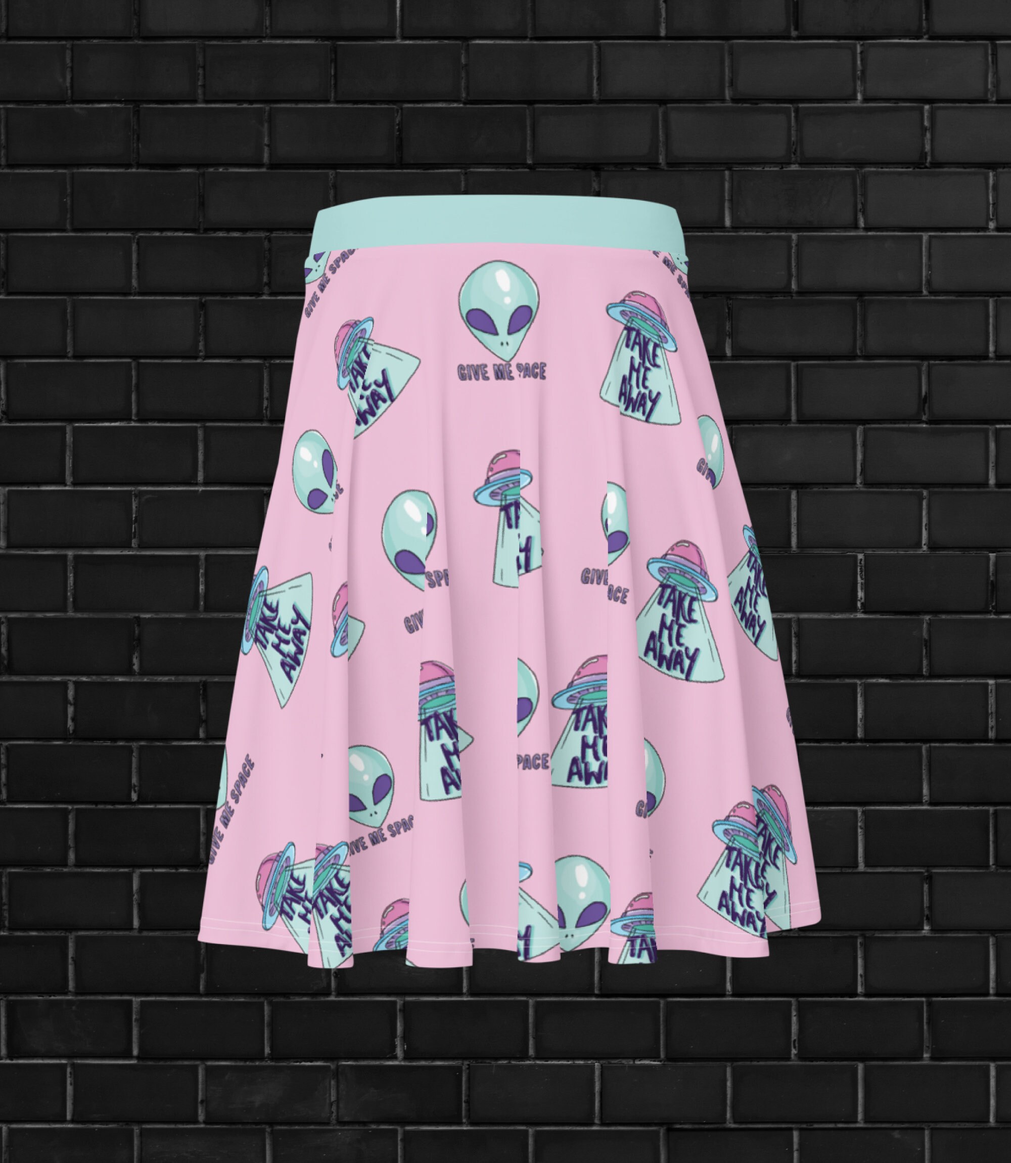 Pastel Aliens Skirt, Pastel Goth Skirt, Kawaii Aliens Skirt, Kawaii ...