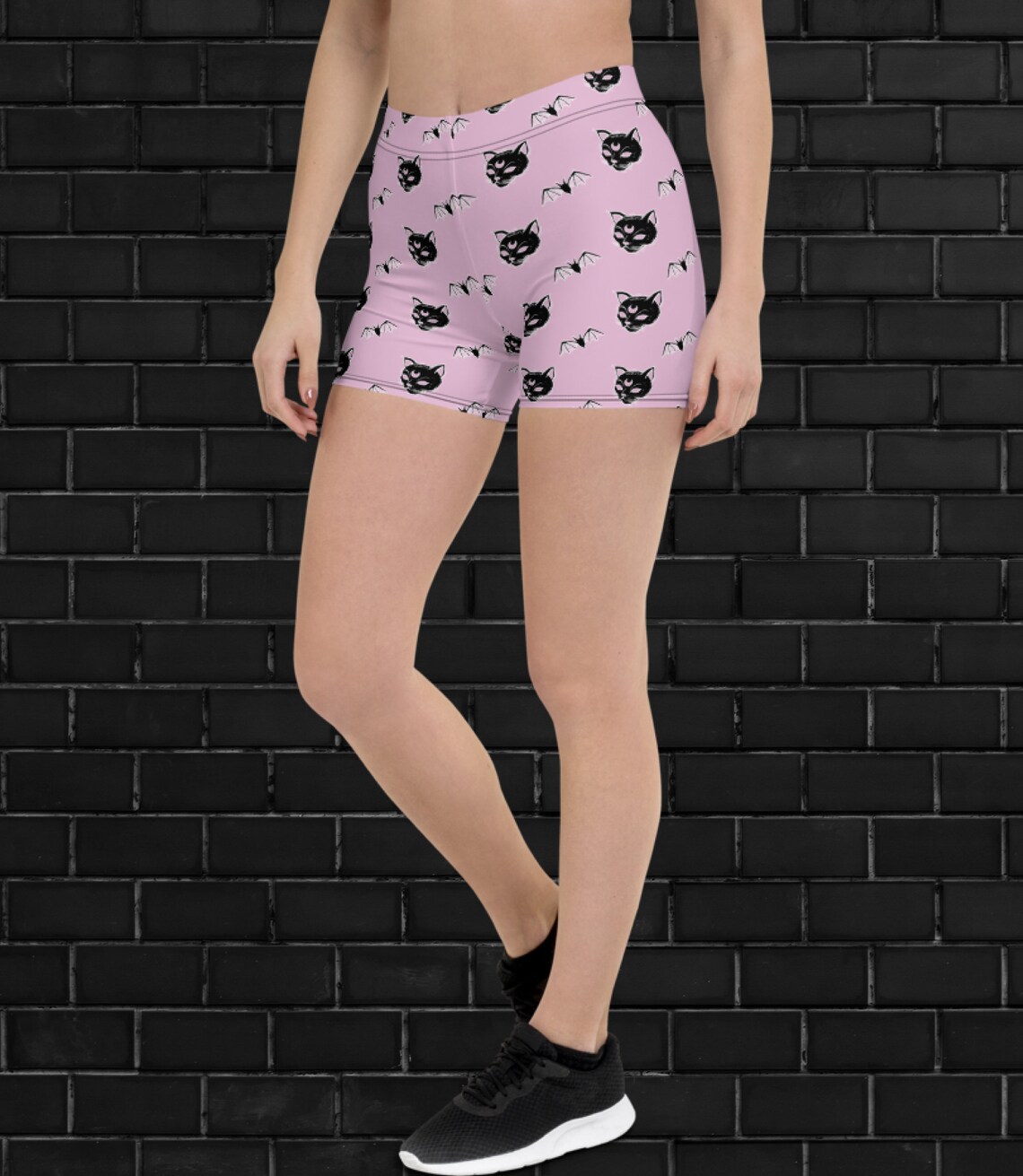 Creepy Cats and Bats Shorts, Pastel Goth Shorts, Kawaii Goth Shorts ...