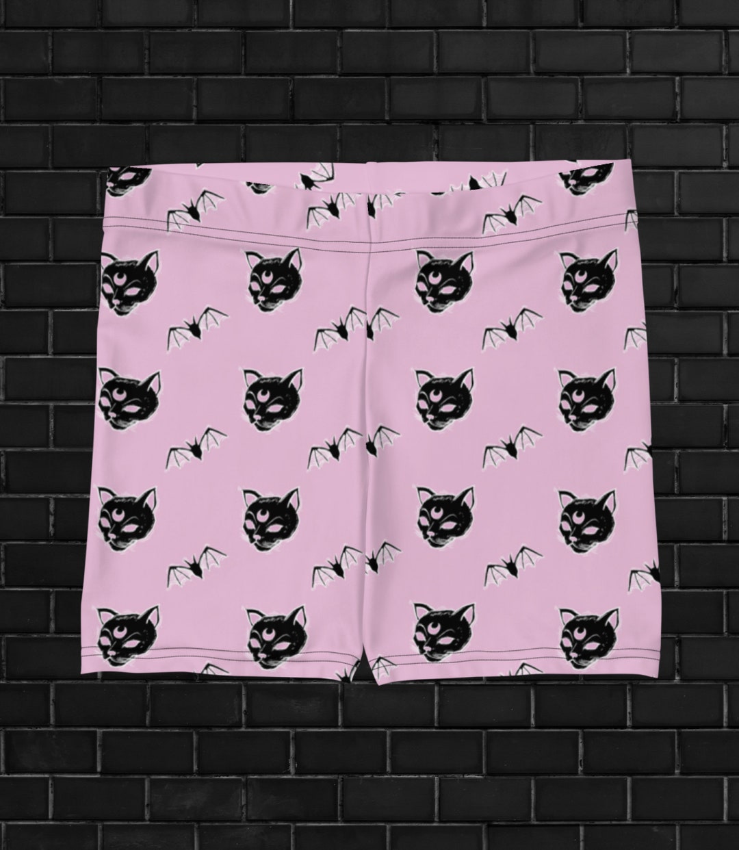 Creepy Cats and Bats Shorts, Pastel Goth Shorts, Kawaii Goth Shorts ...