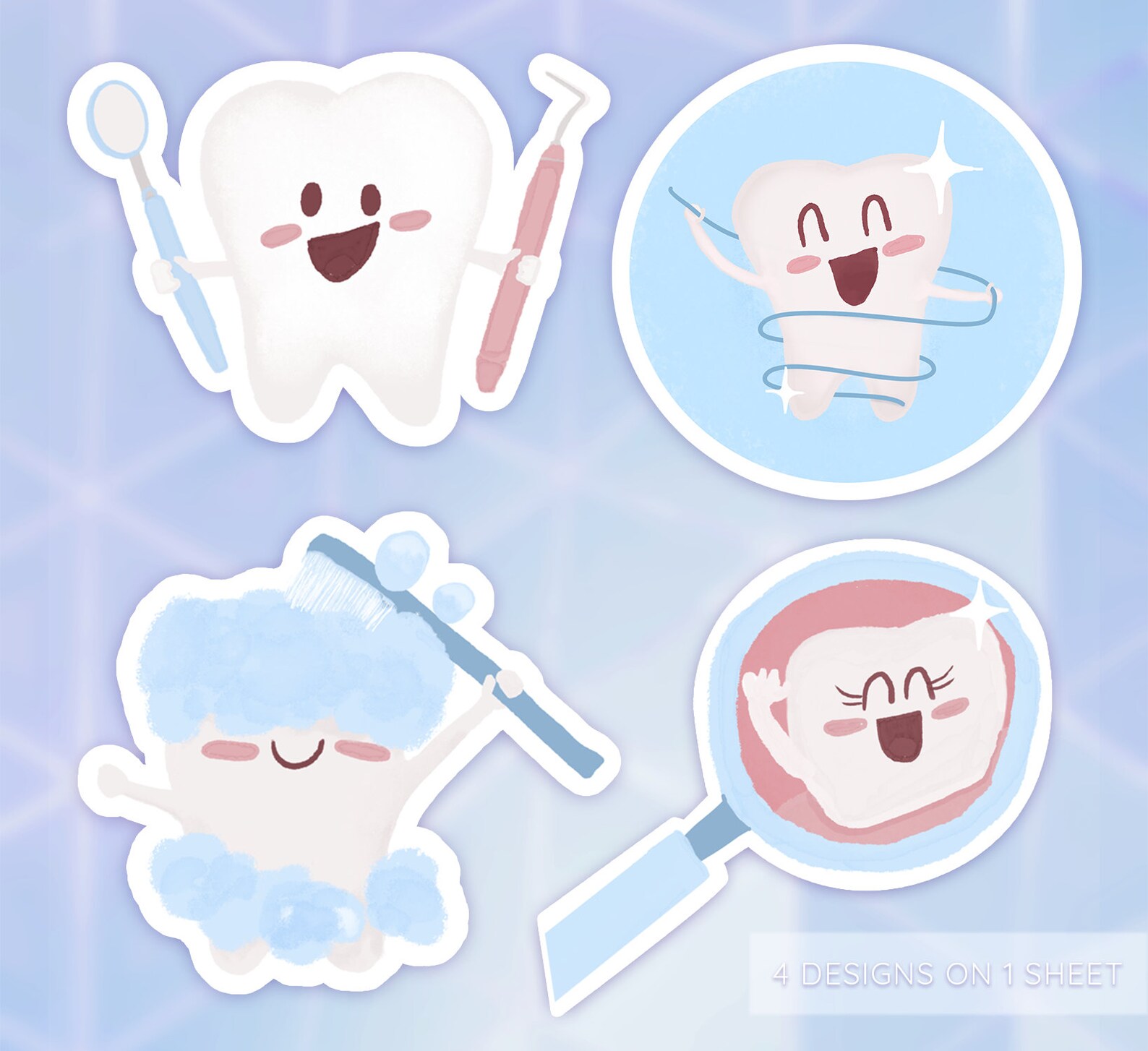 Dental Sticker Sheet, Cute Tooth Sticker, Tooth Sticker Sheet, Adorable ...