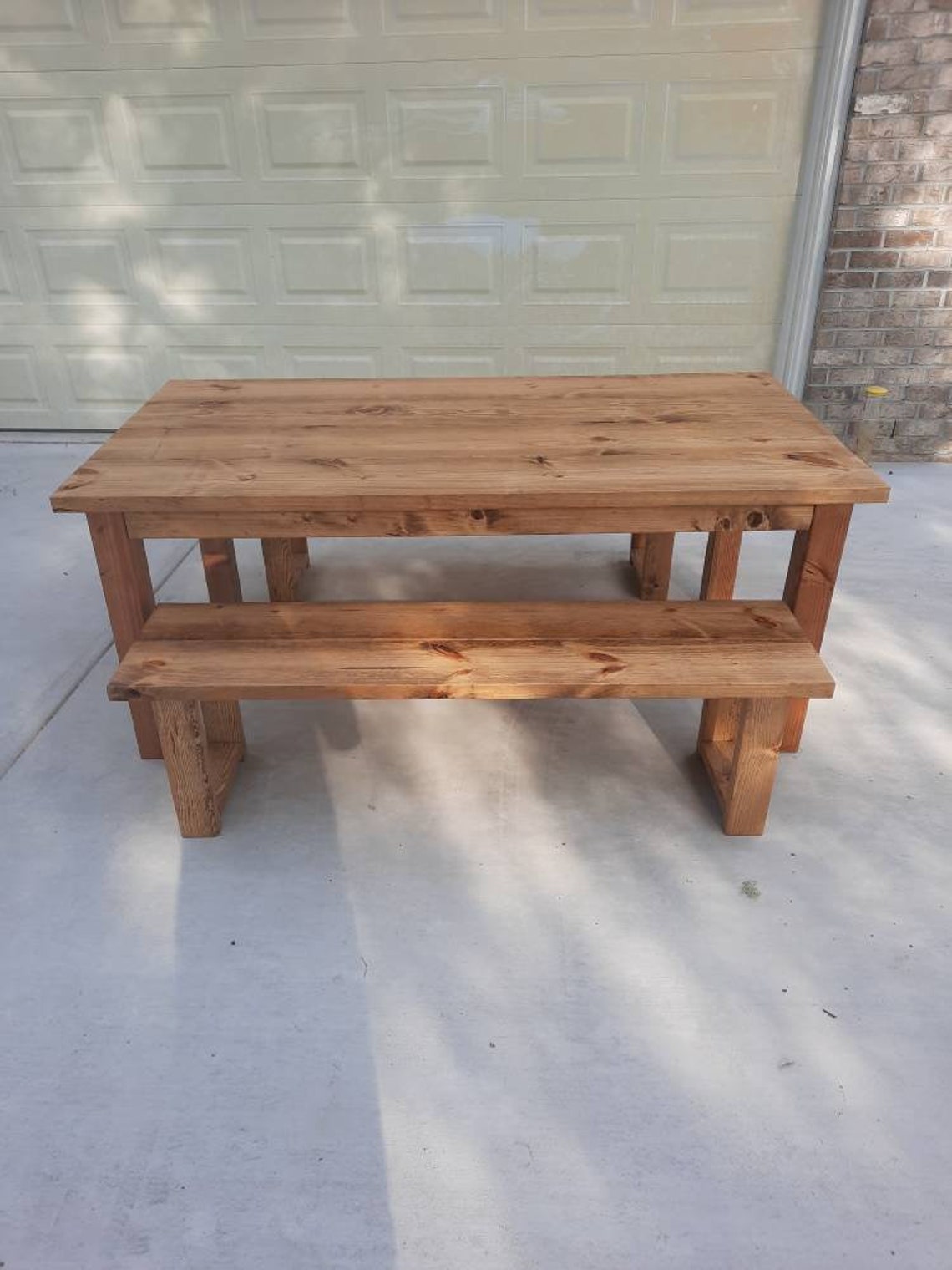 Handmade Farmhouse Style 4-leg Table With Benches - Etsy