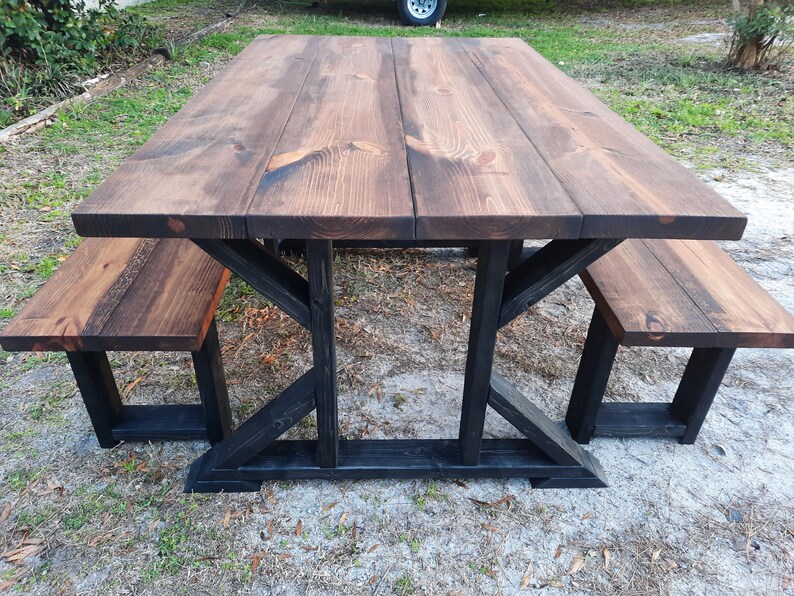 Custom Made to Order Farmhouse Style Dining Table Set With - Etsy
