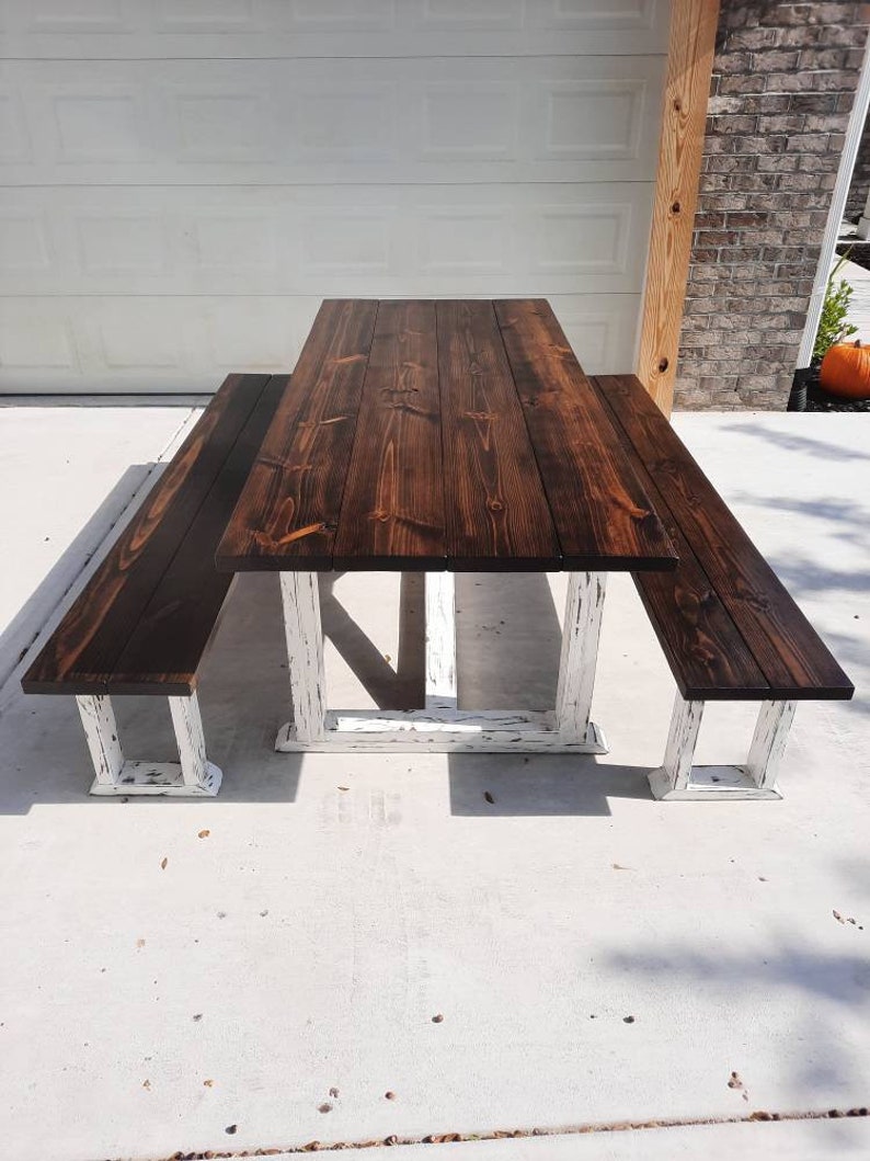 Handcrafted Farmhouse Style X-brace Table With Benches | Etsy