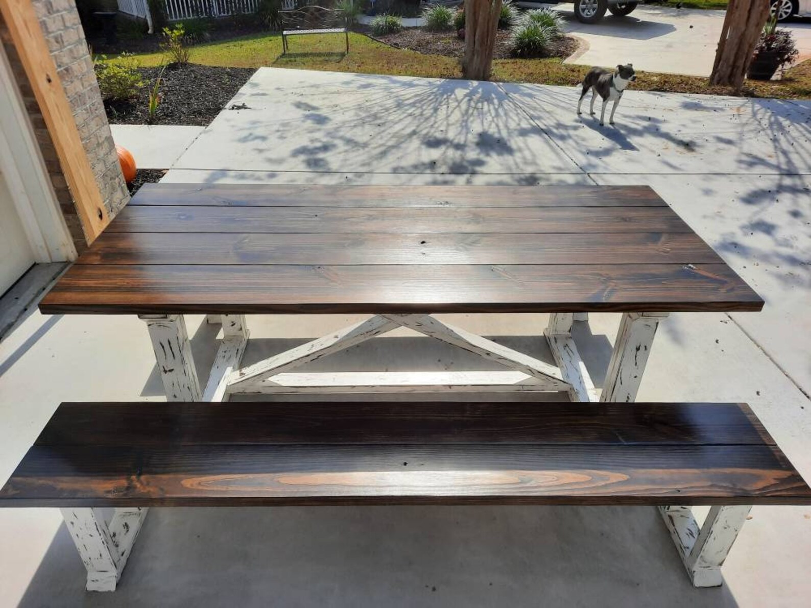 Handcrafted Farmhouse Style X-brace Table With Benches - Etsy