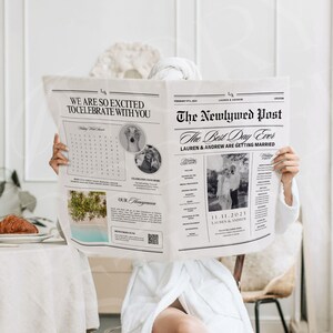 Large Newspaper Wedding Program, Canva Wedding Newspaper Template ...