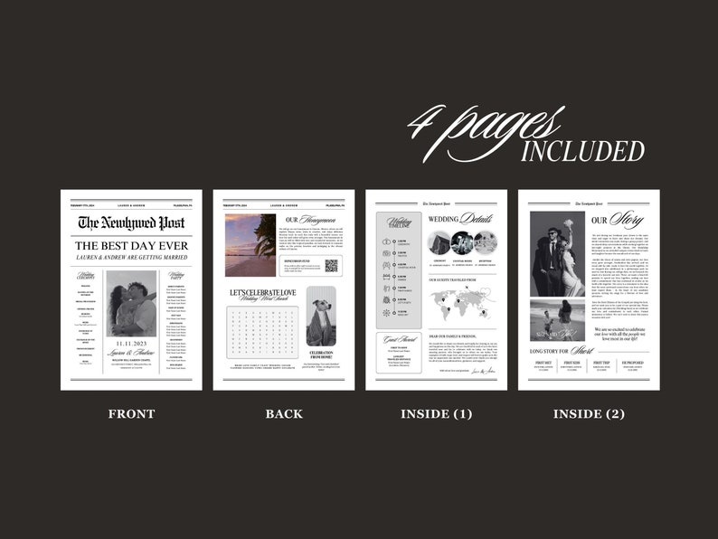 Canva Wedding Newspaper Template Editable Newspaper Wedding - Etsy