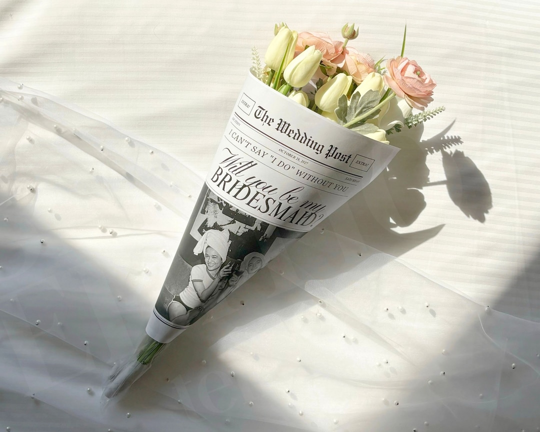 Bridesmaid Proposal Newspaper Flower Bouquet, Printable Newspaper ...