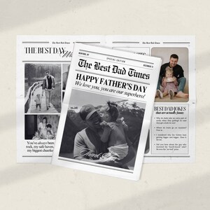 Newspaper Fathers Day Template, First Fathers Day DIY Gift for Husband ...