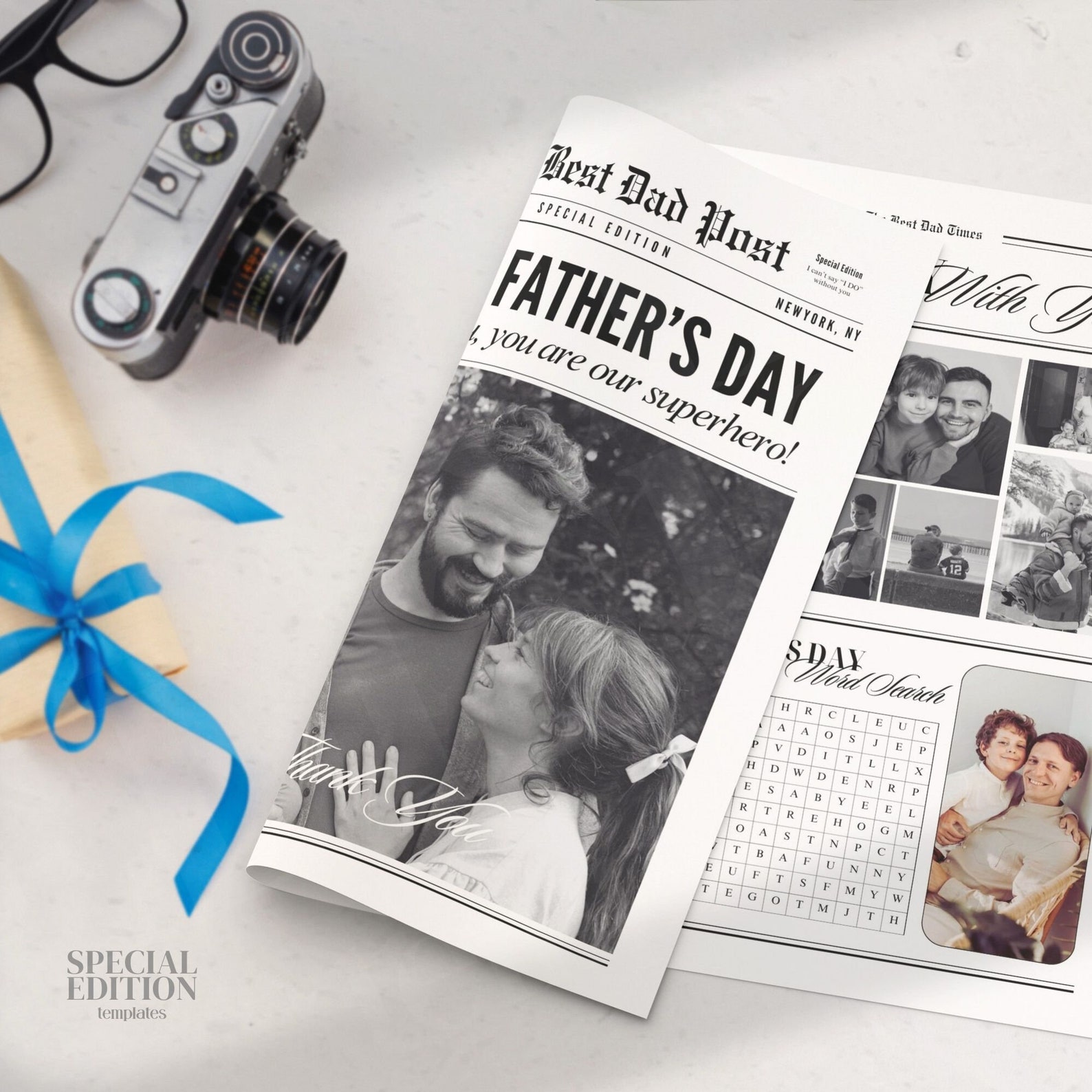 Newspaper Father's Day Canva Template, First Fathers Day DIY Gift for ...