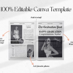 Graduation Newspaper Canva Template, Grad News Paper, Congratulations ...