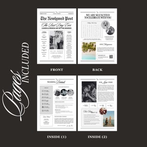 Large Newspaper Wedding Program, Canva Wedding Newspaper Template ...