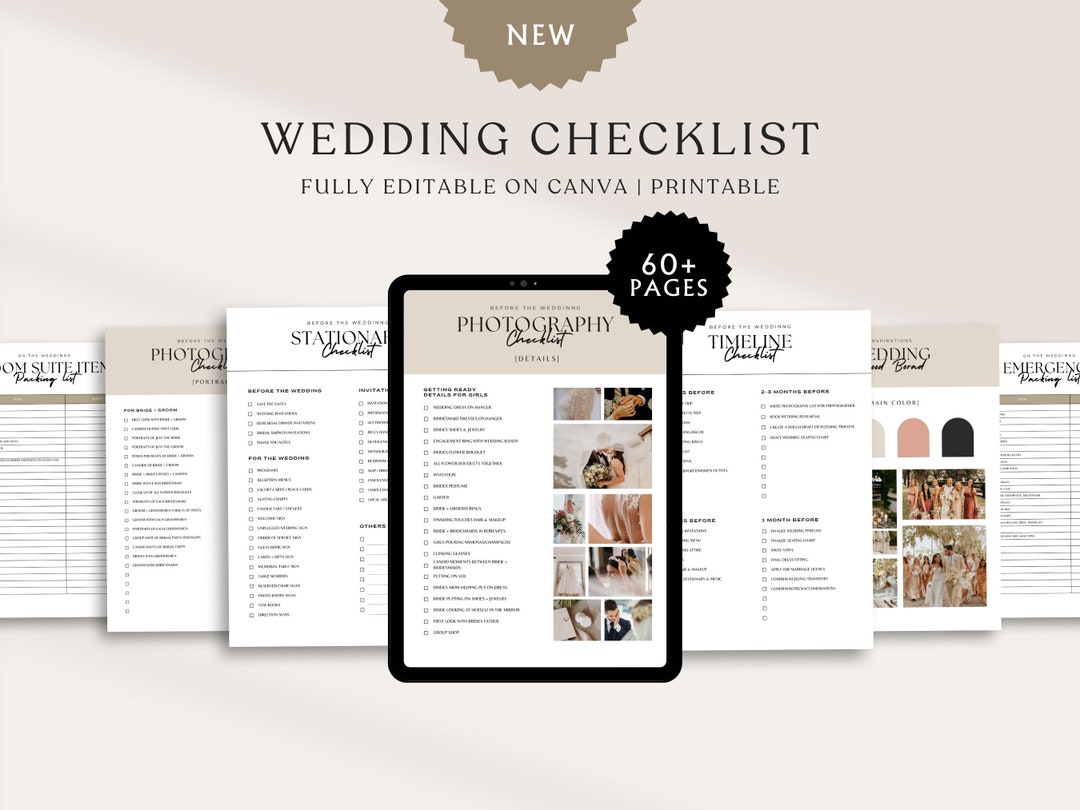 Canva Wedding Checklist Printable Template Editable Wedding - Etsy UK