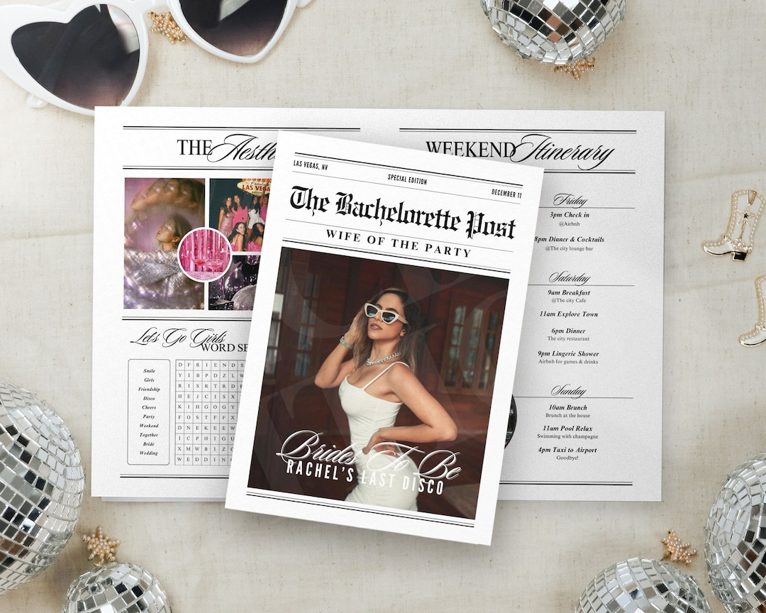 Editable Bachelorette Itinerary Newspaper Template, Canva Bachelorette ...