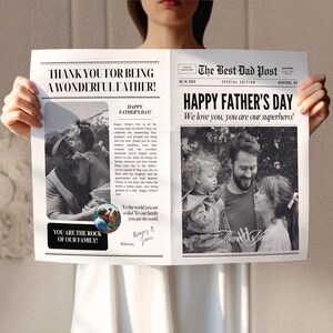 Canva Fathers Day Newspaper Template, First Father's Day DIY Gift for ...