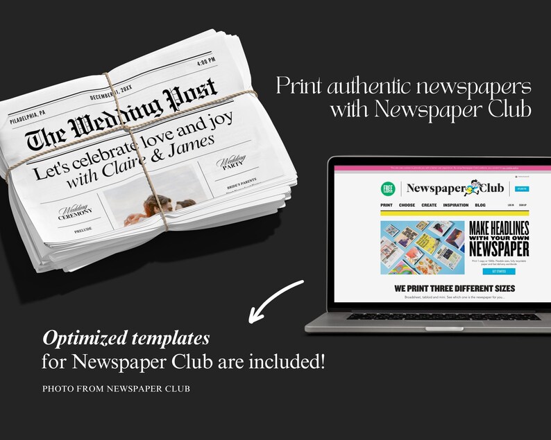 Editable Newspaper Wedding Program, Canva Wedding Newspaper Template ...