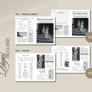 Canva Wedding Newspaper Template, Editable Newspaper Wedding Program ...