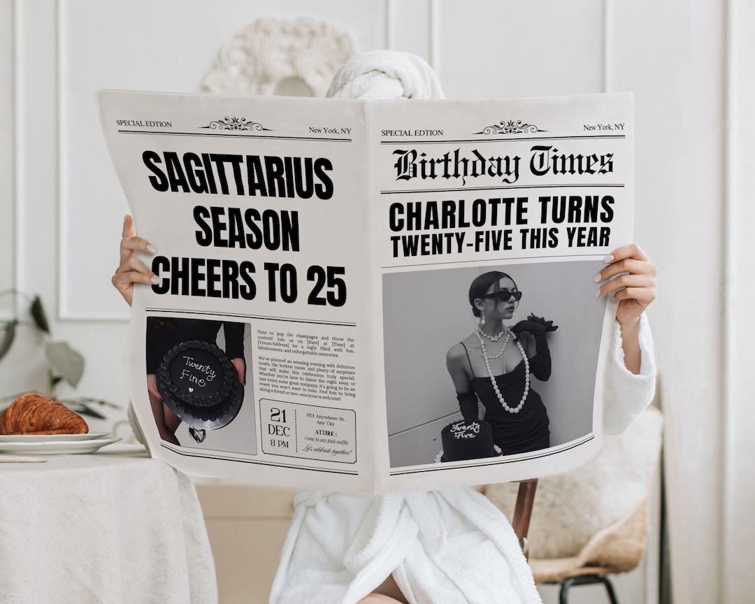 Birthday Newspaper Template, Printable Custom Newspaper for Birthday ...