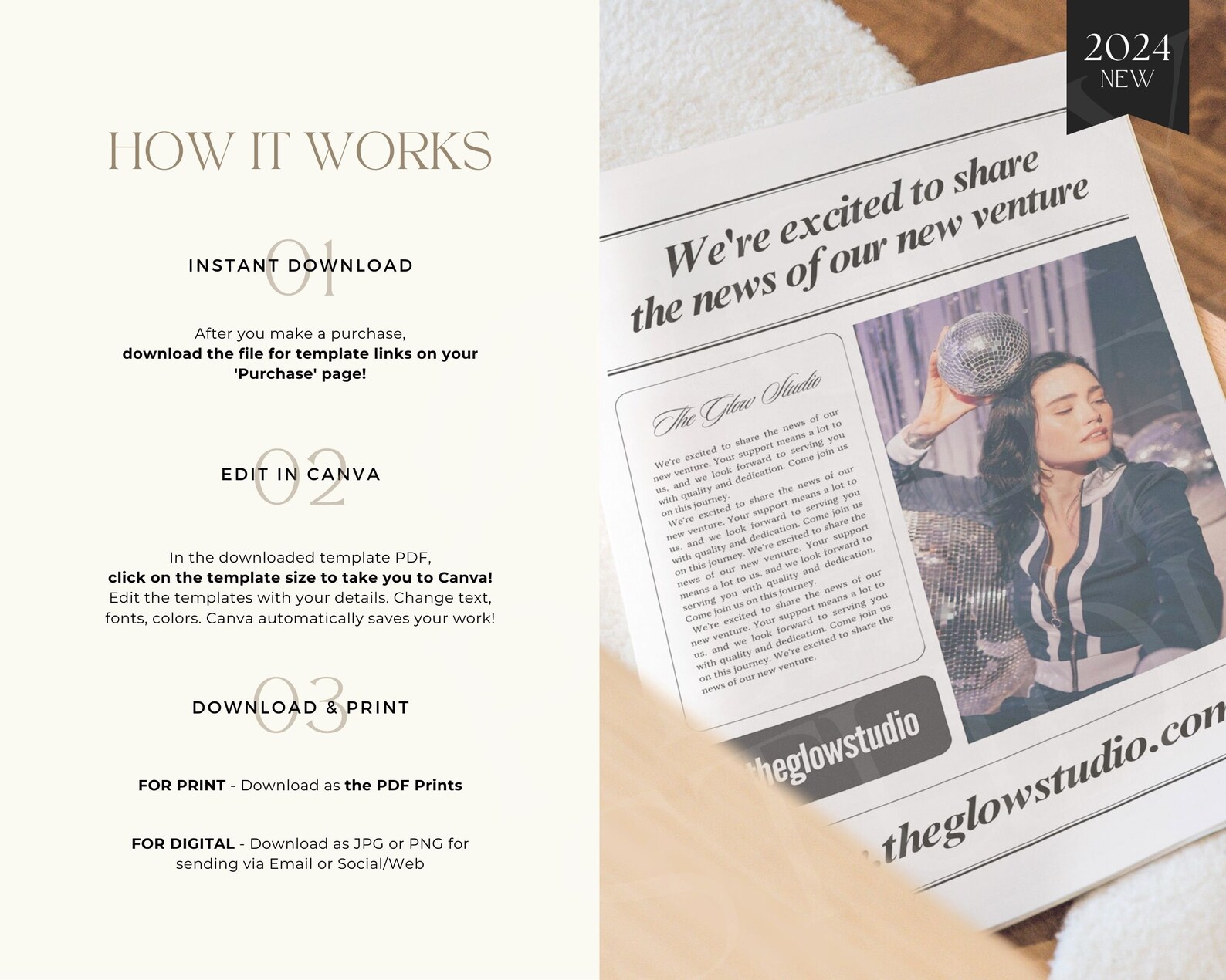 Editable Large Newspaper New Business Announcement, Canva Business ...