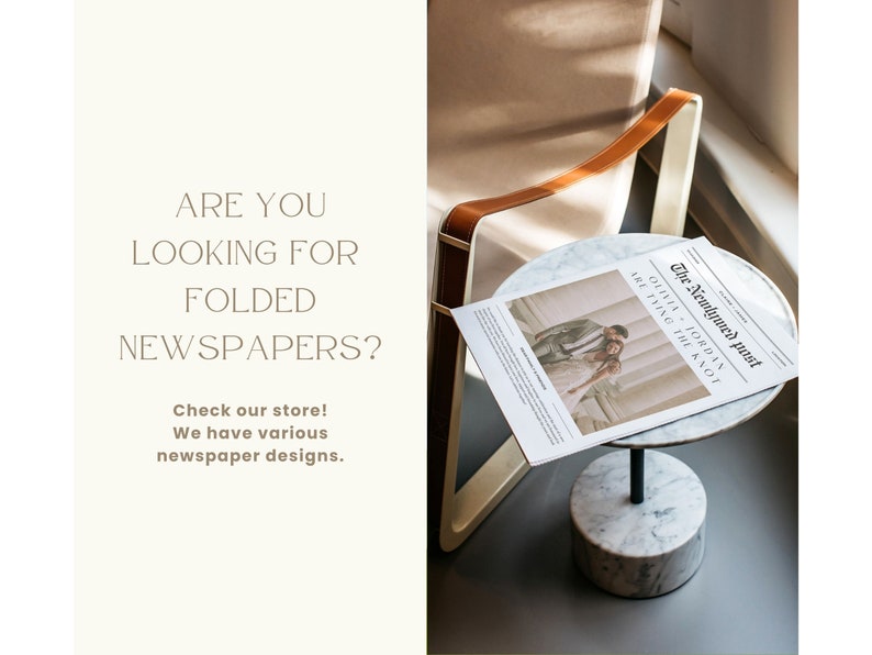 2 Sided Canva Wedding Newspaper Template, Editable Newspaper Wedding ...