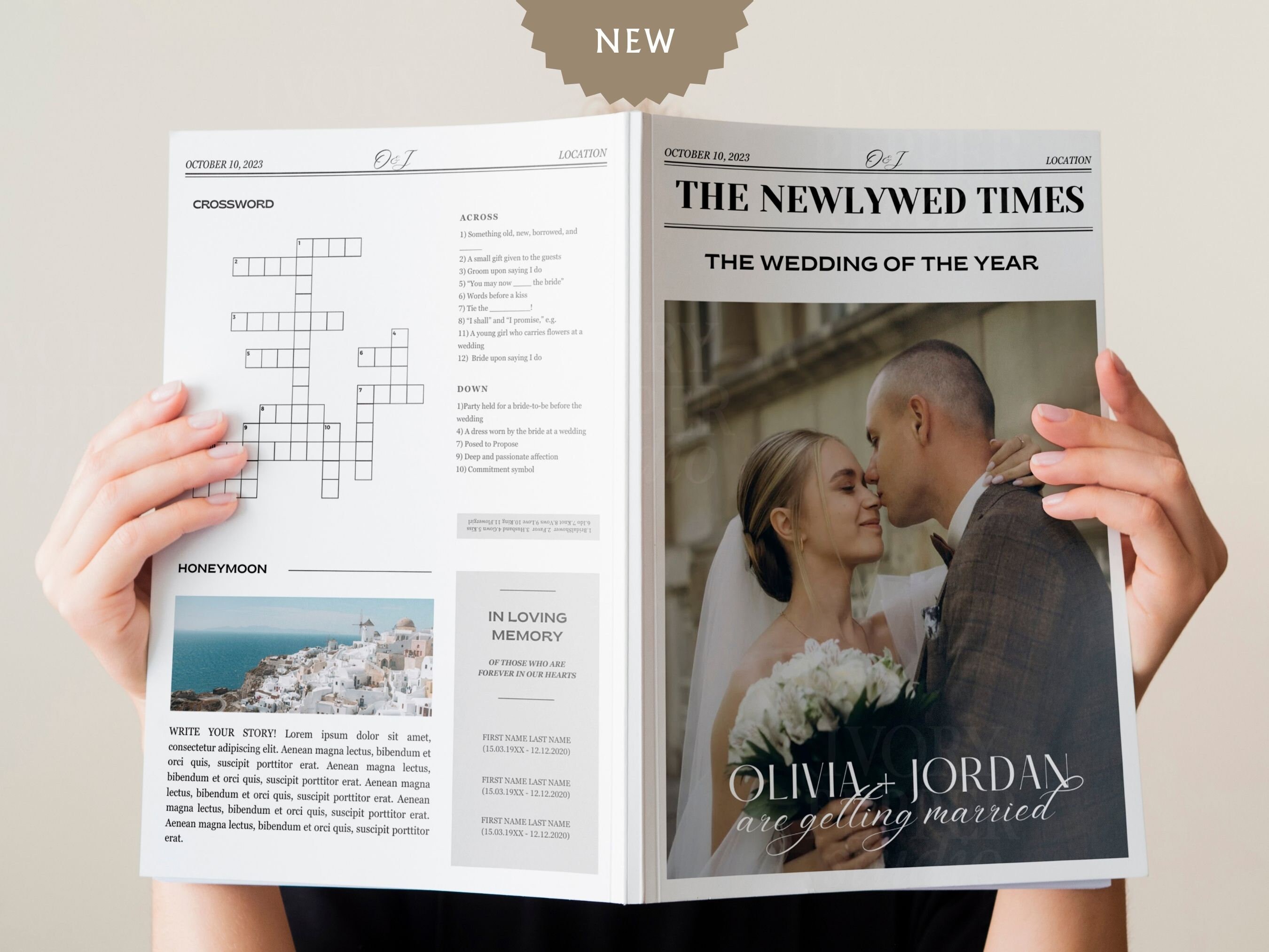 Canva Folded Wedding Newspaper Template Editable Wedding - Etsy
