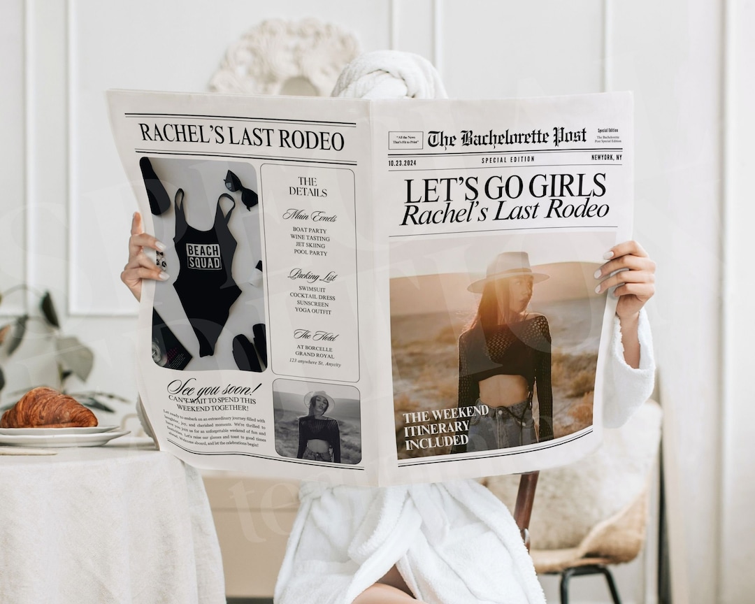 Editable Bachelorette Itinerary Newspaper Template, Canva Bachelorette ...