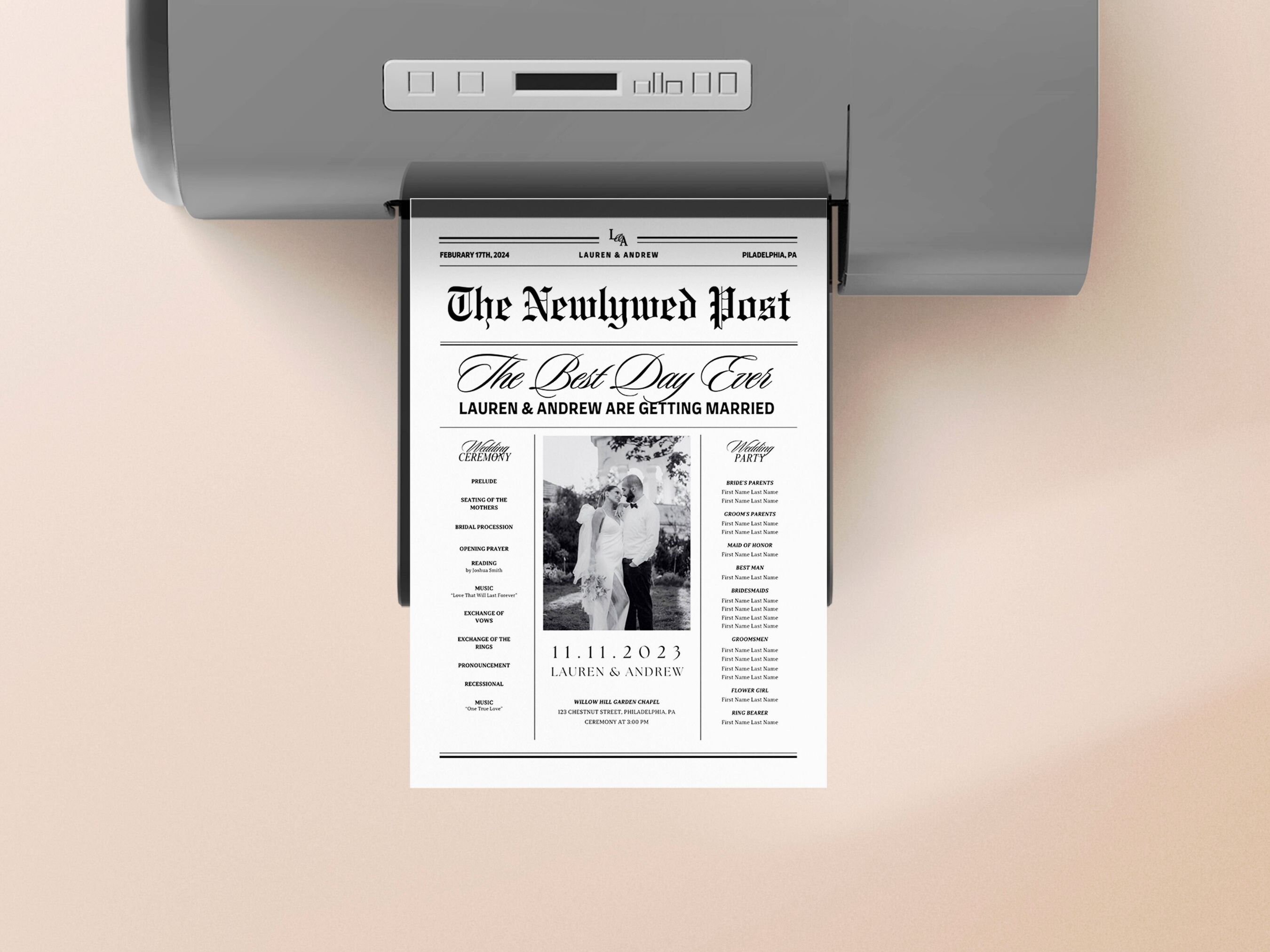 Canva Wedding Newspaper Template Large Newspaper Wedding - Etsy