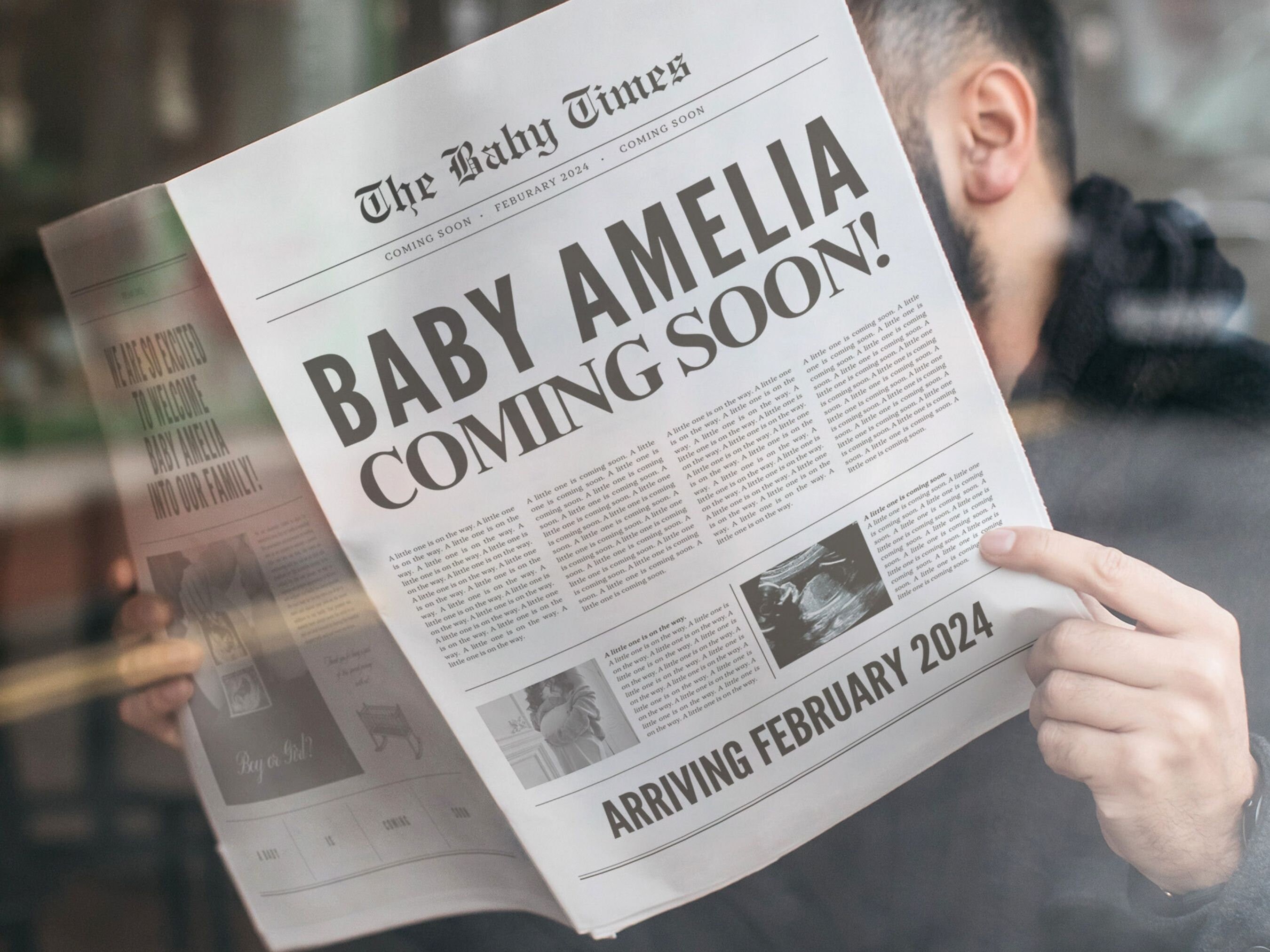 Custom Newspaper Baby Announcement, Large Newspaper Pregnancy ...