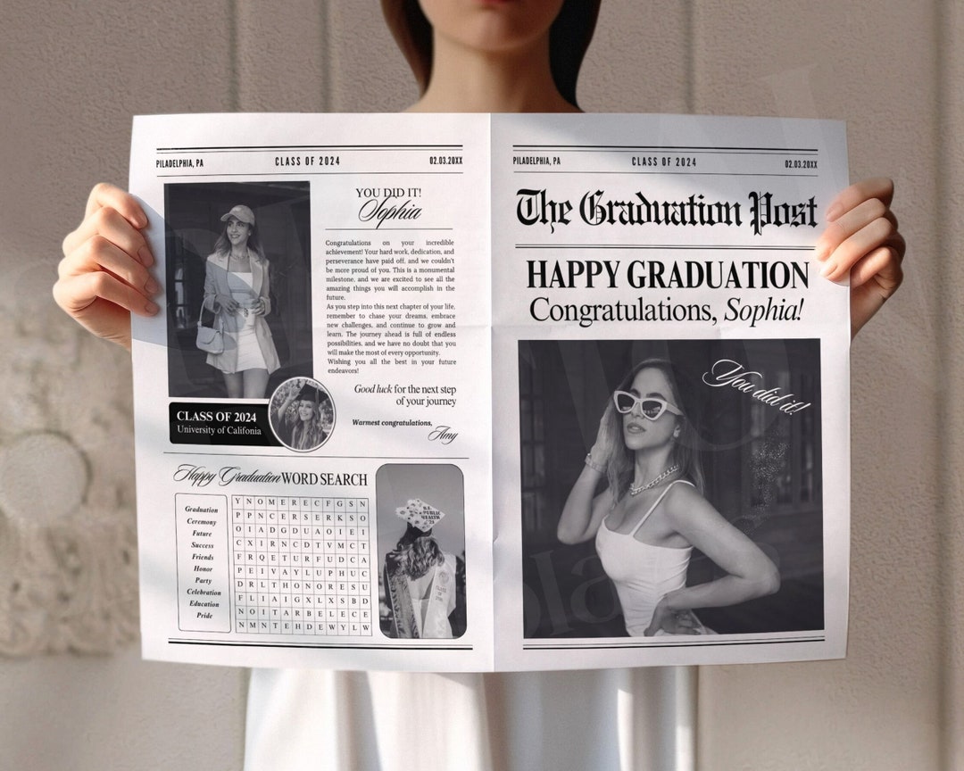 Canva Newspaper Graduation Template, Congratulations Graduate Gifts for ...