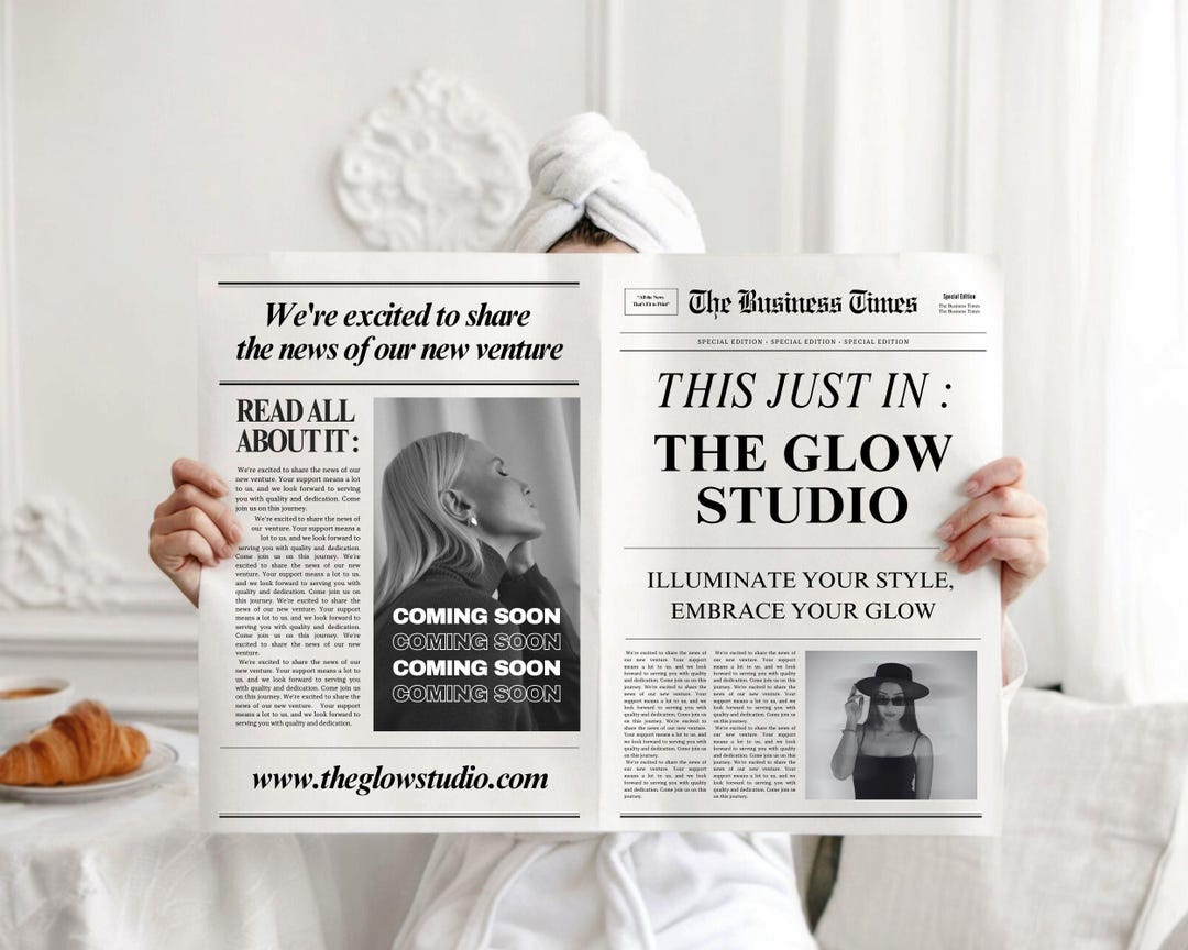 Digital Business Newspaper Announcement, Custom Newspaper Template for ...