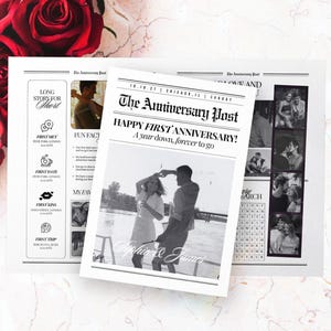 Editable Anniversary Newspaper Template, 1 Year Anniversary Gift for ...