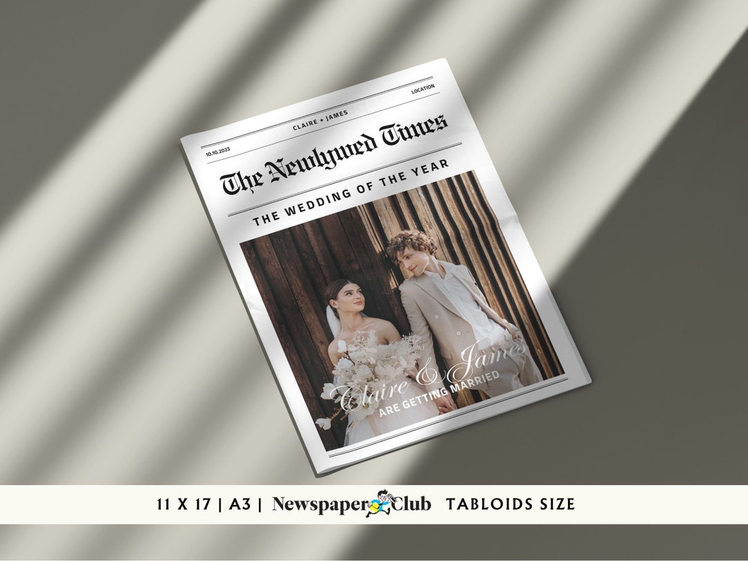Folded Large Wedding Newspaper, Custom Newspaper Wedding Program, Canva ...
