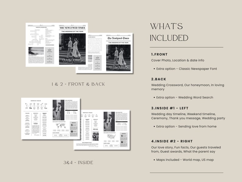 Canva Folded Wedding Newspaper Template Editable Wedding - Etsy