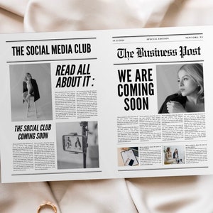 Editable Canva Business Newspaper Template, Large Newspaper New ...