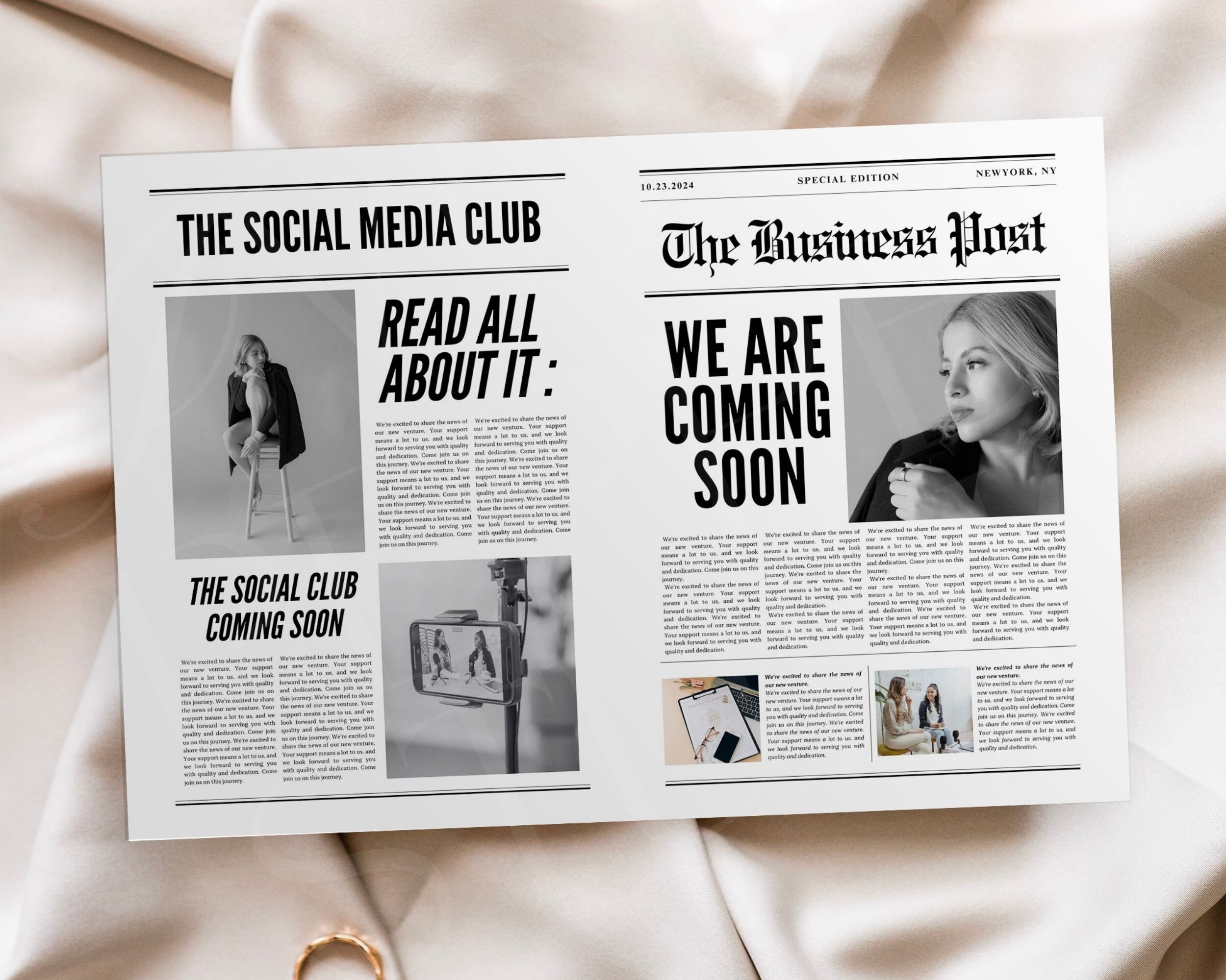 Editable Canva Business Newspaper Template, Large Newspaper New ...