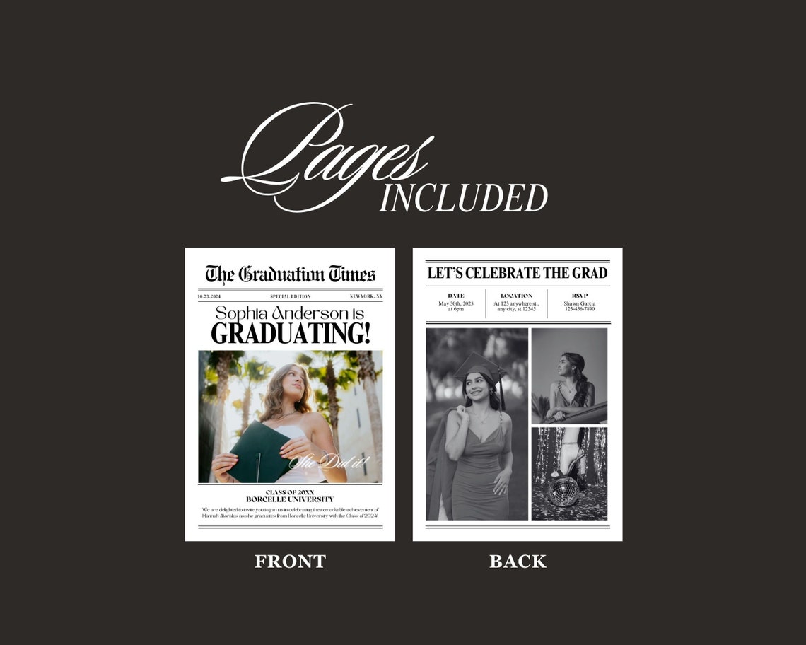 Canva Graduation Invitation Template, Editable Grad Party Invite ...