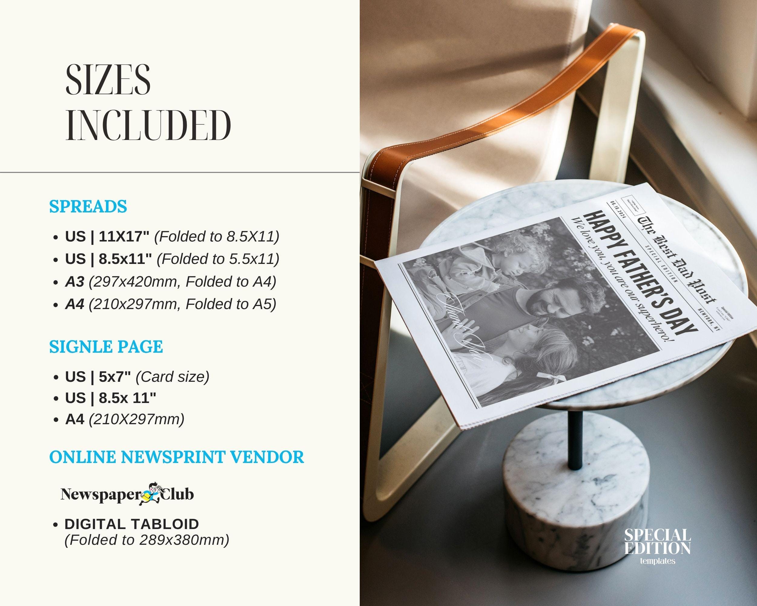 Newspaper Father's Day Canva Template, First Fathers Day DIY Gift for ...