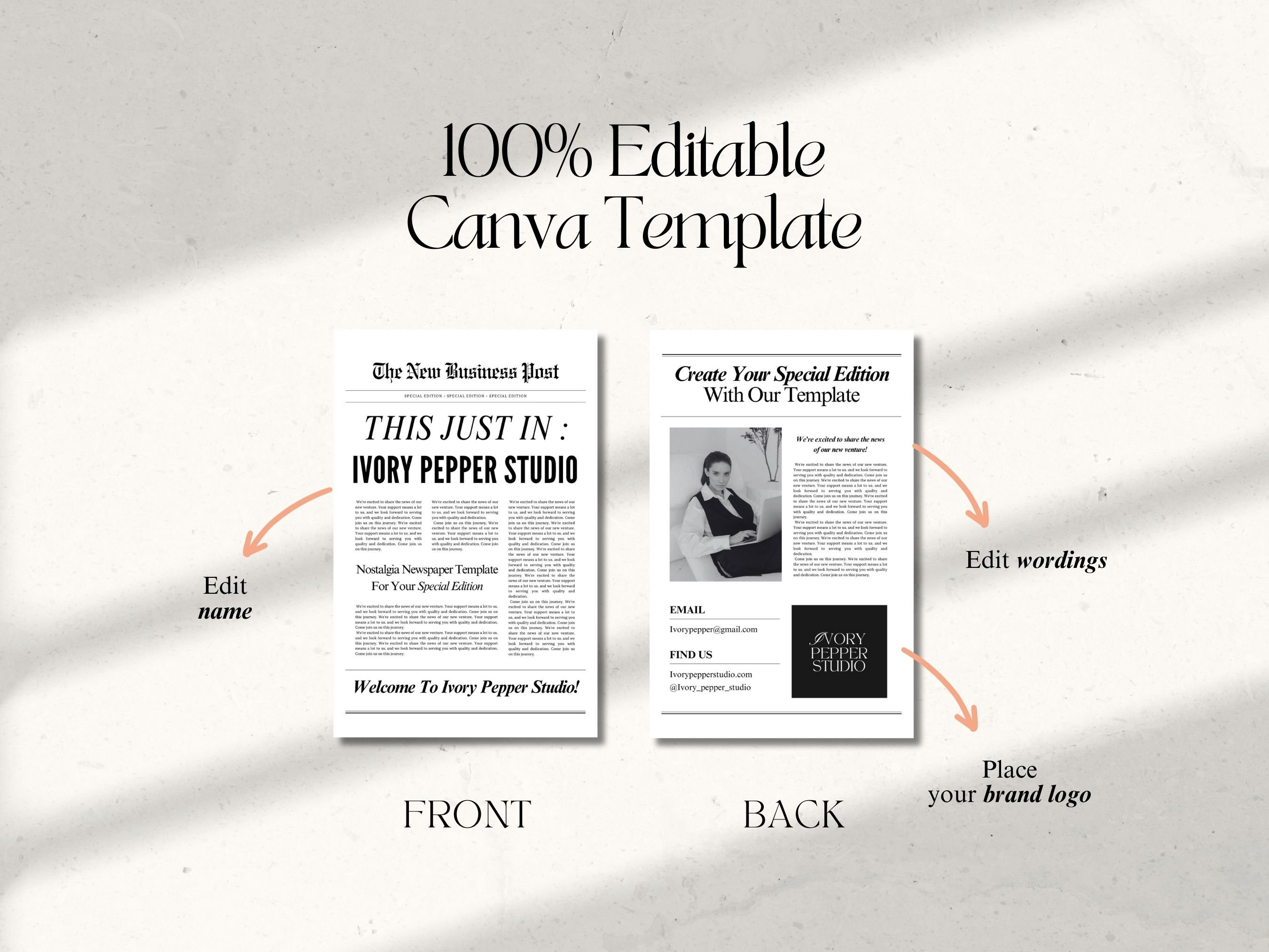 Canva Business Newspaper Template, Editable Large Newspaper New ...