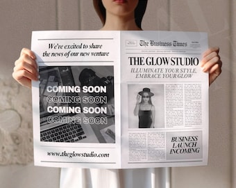 Hair Custom Canva Business Newspaper Template, Custom Newspaper for ...